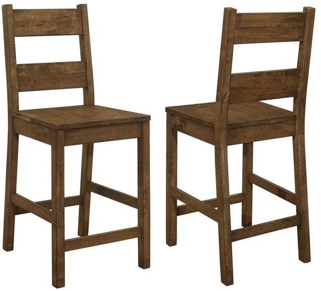Coaster® Coleman 2-Piece Rustic Golden Brown Counter Stools | Furniture Time