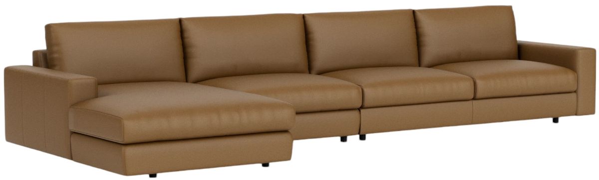 EQ3 Customizable Cello Plush 3-Piece Leather Left-Arm Facing Sofa ...