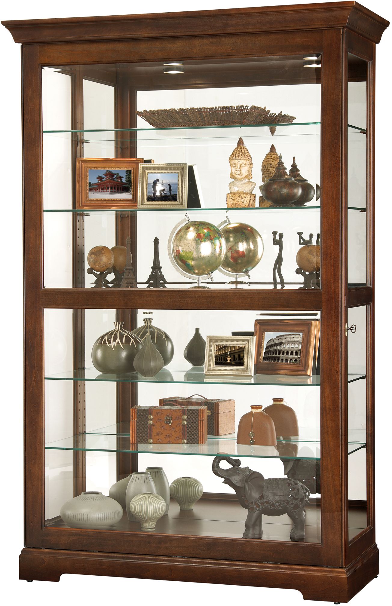 Howard Miller Kane Cherry Bordeaux Curio Cabinet Economy Furniture