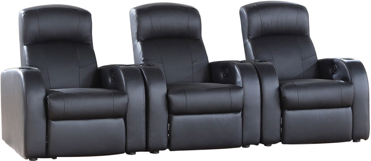 Coaster® Cyrus 3-Piece Black Home Theater Seating Set | Fischer ...