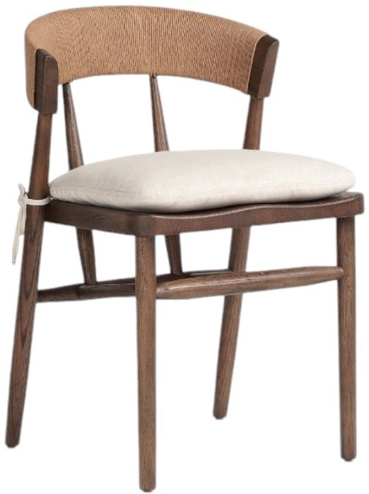 Four Hands Buxton Natural Paper Rush/Savile Flax Dining Side Chair ...