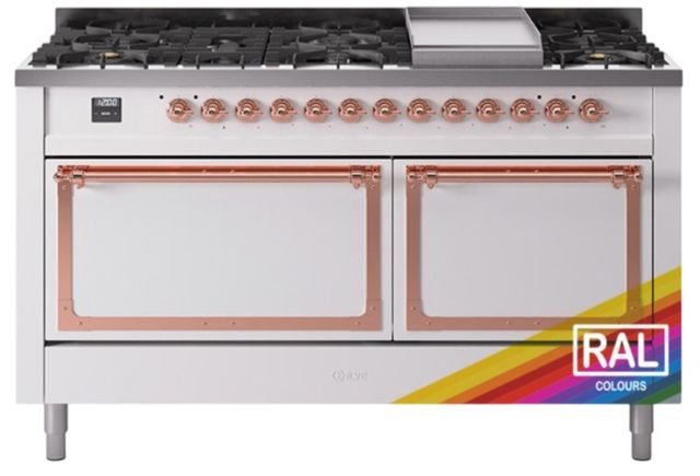Ilve® Nostalgie II 60'' Custom RAL Color Natural Gas Freestanding Dual ...