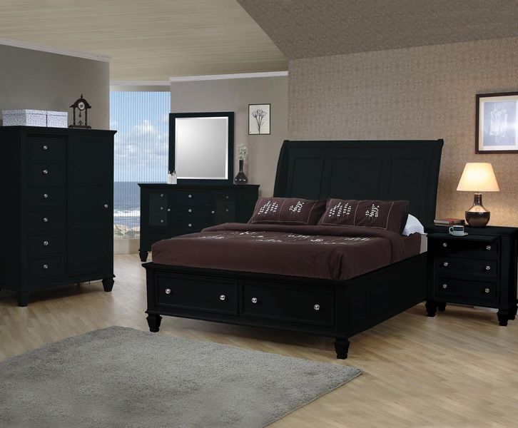 Coaster® Sandy Beach 5-Piece Black Queen Sleigh Storage Bedroom Set ...