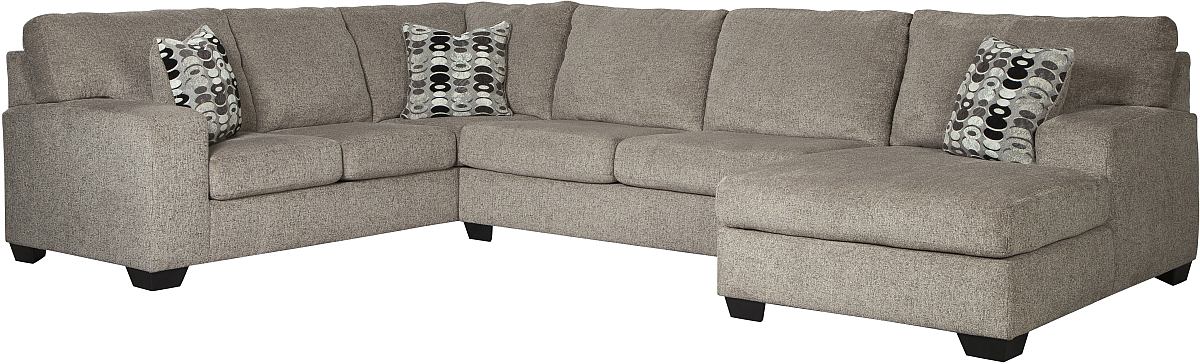 Signature Design by Ashley Ballinasloe 3 Piece Platinum Right Arm Facing Sofa Sectional and Chaise Atlantic Home Furnishings