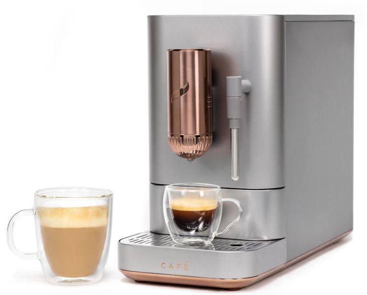 Café™ AFFETTO Steel Silver Automatic Espresso Machine and Frother ...