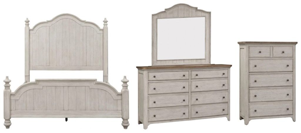Liberty Furniture Farmhouse Reimagined 4-Piece Antique White/Chestnut ...