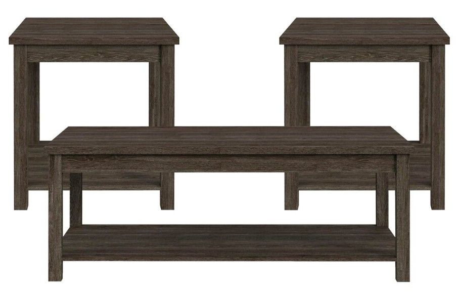Elements International Eleanor 3-Piece Mocha Gray Occasional Table Set ...