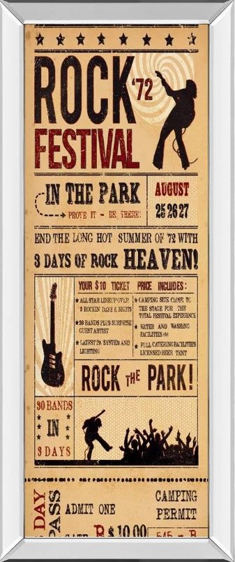 Classy Art Rock Festival by The Vintage Collection Mirrored Frame Wall ...