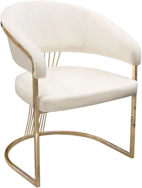 Diamond Sofa® Solstice Cream/Polished Gold Dining Chair | Furniture Time