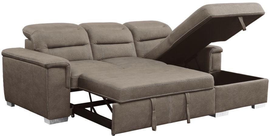Mazin Furniture Alfio 2-Piece Taupe Right-Arm Facing Pullout Sleeper ...