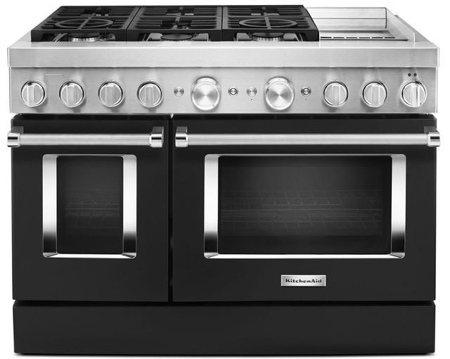 KitchenAid® 48" Imperial Black Commercial-Style Freestanding Dual Fuel ...