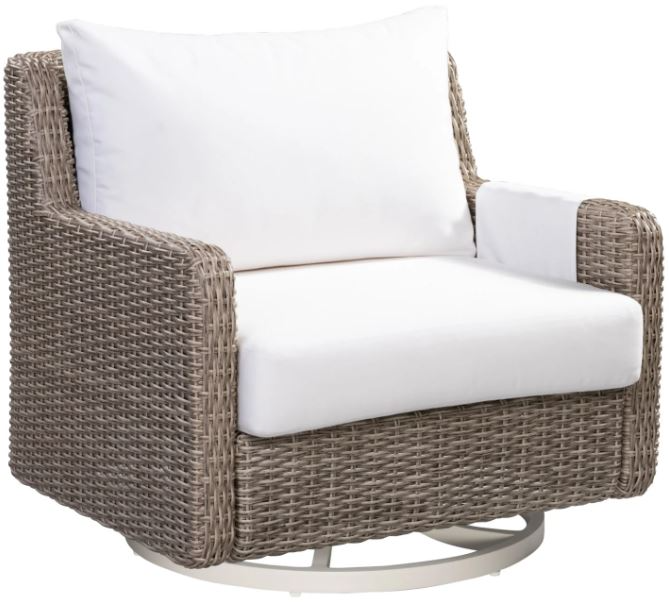Flexsteel Vista Natural White Canvas Wicker Outdoor Swivel Tilt Chair