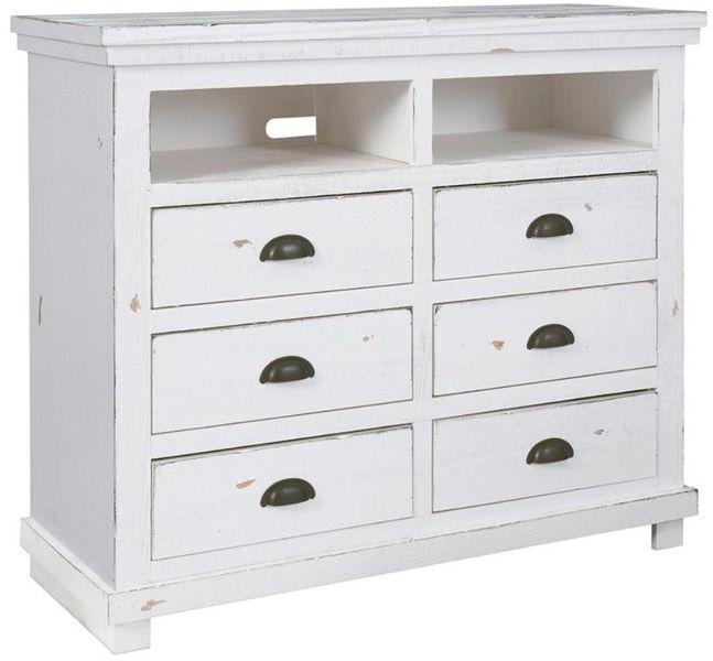 Progressive® Furniture Willow Distressed White Media Chest | Colder's ...