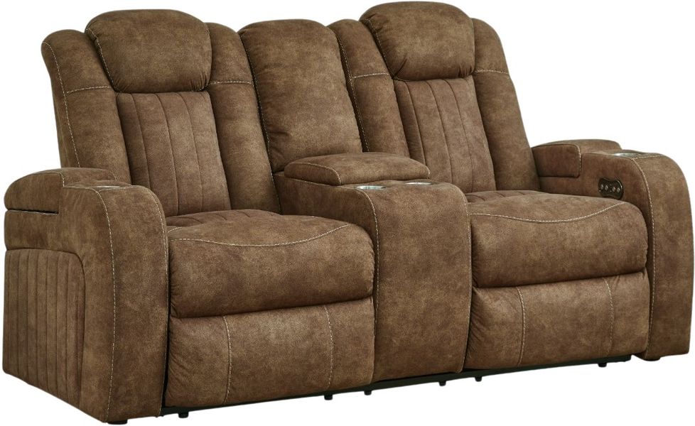 Signature Design by Ashley® Wolfridge Brindle Power Reclining Loveseat ...