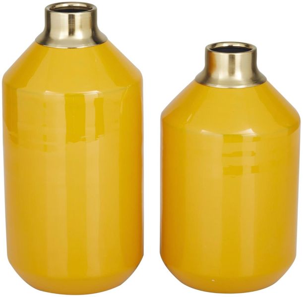 Deco Marche 2-Piece Yellow Vase Set with Gold Rims | Fischer Furniture ...