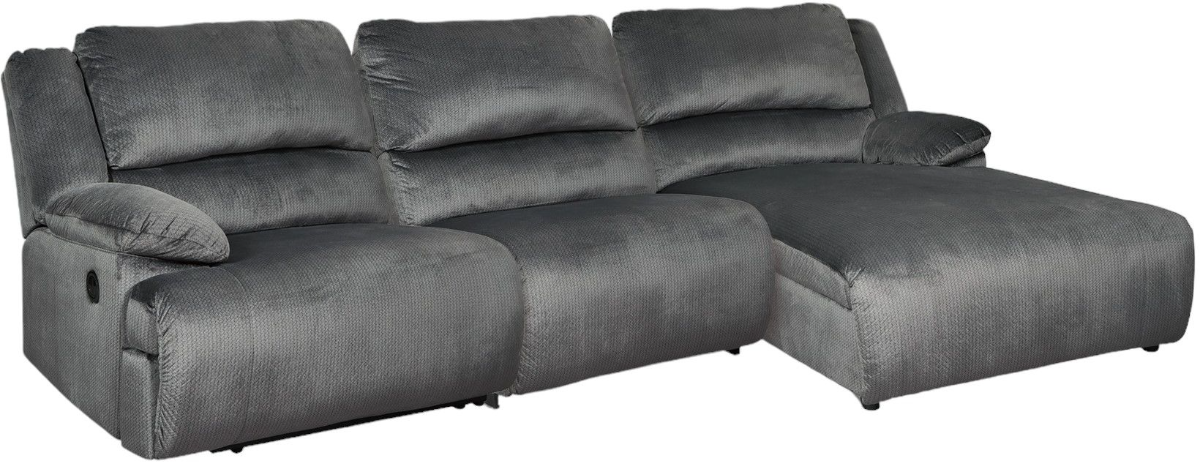 Signature Design by Ashley Clonmel 3 Piece Charcoal Power Reclining Right Arm Facing Sectional and Chaise Farnham s Furniture Galleries Casper Wyoming