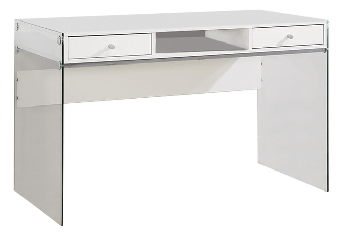 Coaster Dobrev Glossy White Clear Computer Desk