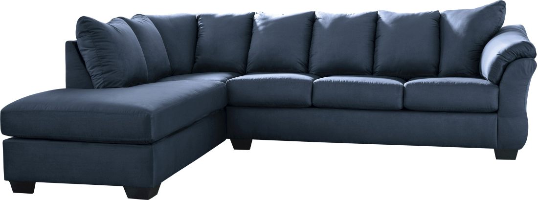 Signature Design by Ashley Darcy 2 Piece Blue Left Arm Facing Sofa Sectional and Chaise Farnham s Furniture Galleries Casper Wyoming