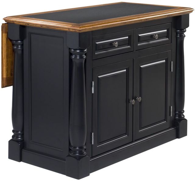 homestyles® Monarch Black/Black Granite/Distressed Oak Kitchen Island ...