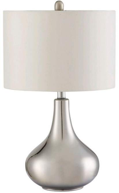 Coaster® Junko Chrome/White Drum Shade Table Lamp | Jarons Furniture ...