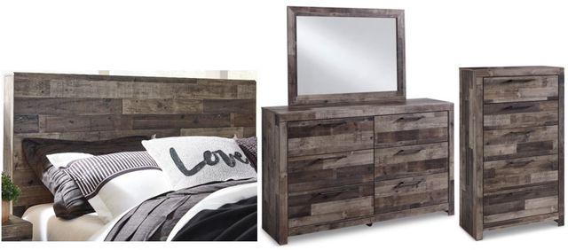 Benchcraft® Derekson 4-Piece Multi Gray Queen/Full Panel Bed Bedroom ...