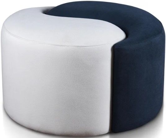 Stylecraft Dann Foley Designs 2-Piece Navy Blue/White Yin Yang Pouf ...