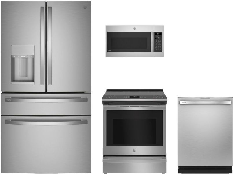 GE Profile™ 4 Piece Stainless Steel Electric Kitchen Package | Famous ...