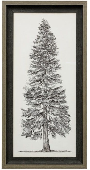 StyleCraft Pacific Northwest Tree Sketch Gray Print Under Glass ...