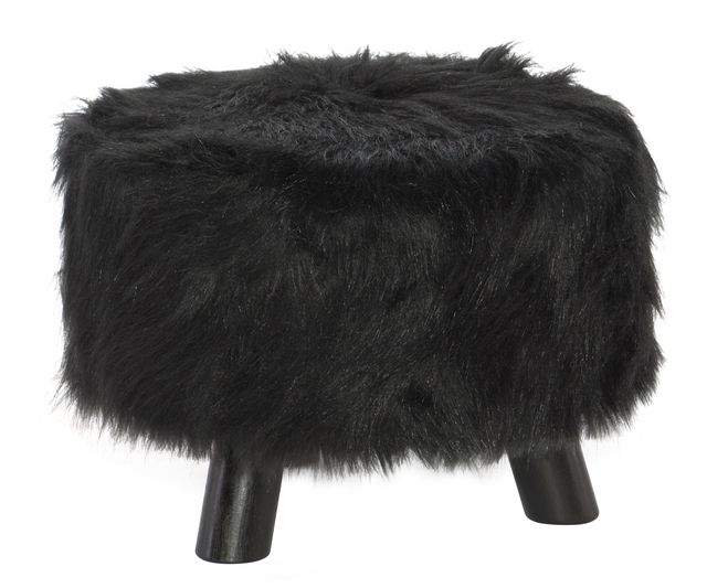 Linon Black Faux Fur Foot Stool | Colder's | Milwaukee Area