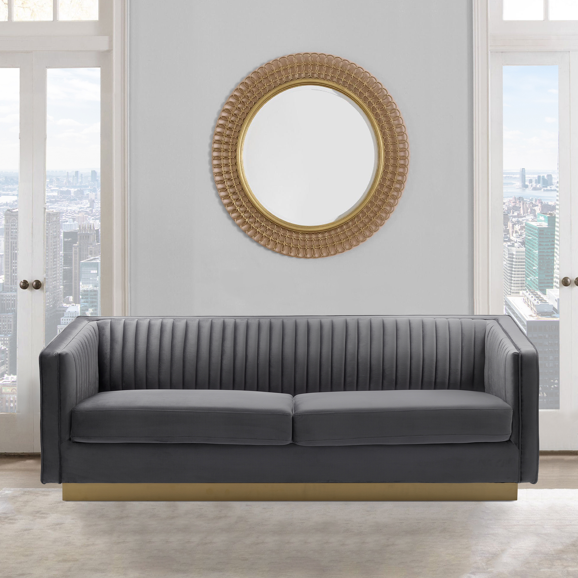 Armen Living Miranda Grey Sofa Bedroom Express