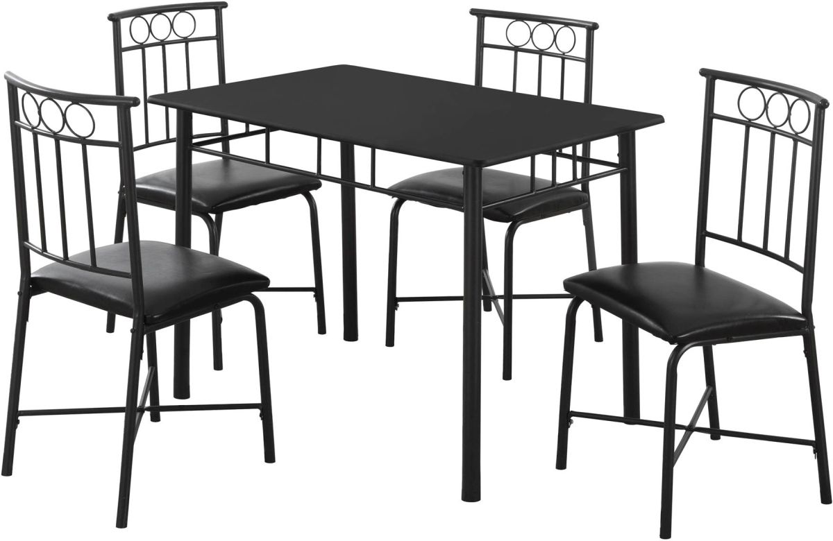 Monarch Specialties Inc. 5 Piece Black Dining Room Set Furniture Villa BrandSource Home Furnishings