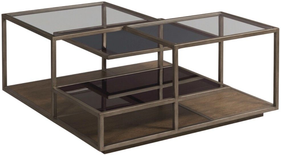 Hammary® Cleo Glass Top Square Coffee Table with Dusky Silver Frame ...