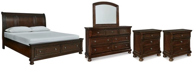 Millennium® by Ashley Porter 5-Piece Rustic Brown King Sleigh Bed Set ...