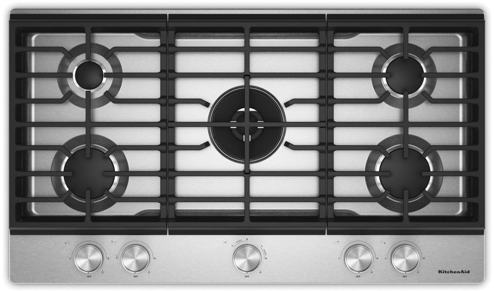 KitchenAid® 36" Stainless Steel Gas Cooktop with 5 Burners and ...