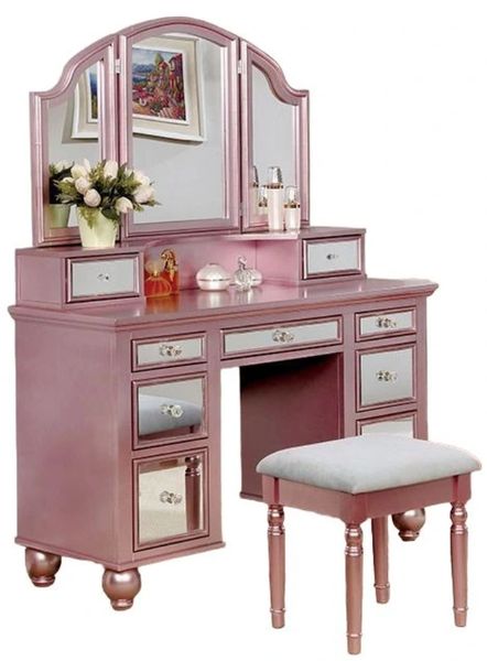 Furniture of America® Tracy 3-Piece Rose Gold Vanity Set | Furniture ...