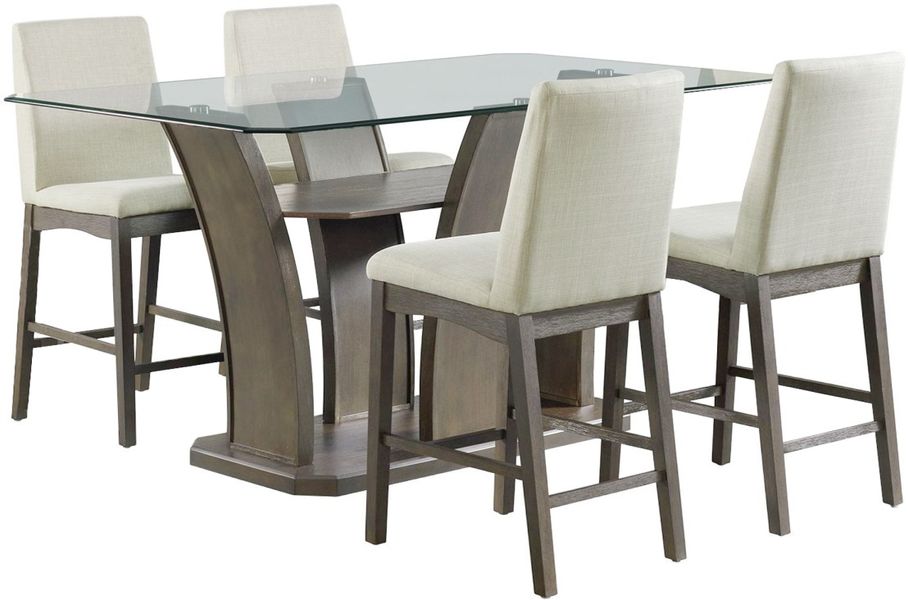 Elements International Dapper 5-Piece Brown Counter Height Dining Set ...