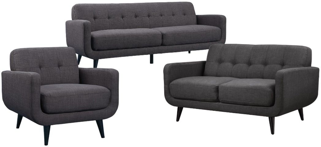 Elements International Hadley 3-Piece Heirloom Charcoal Living Room ...