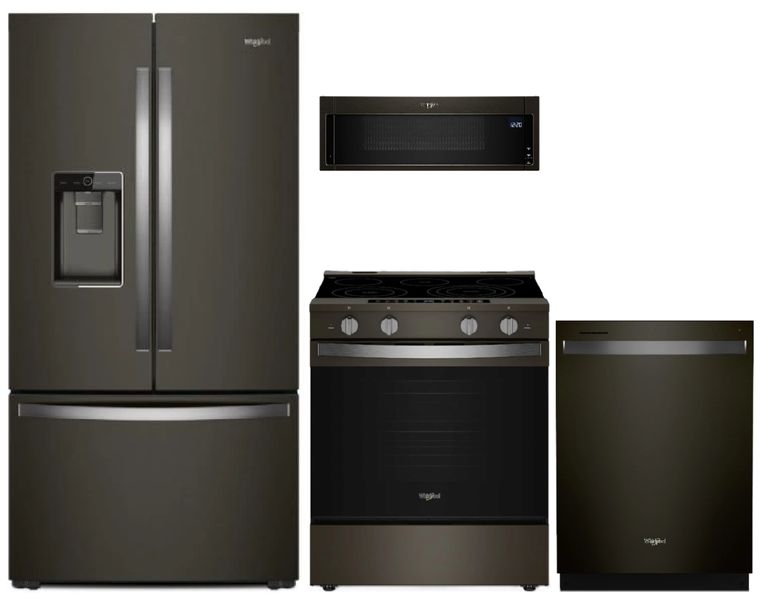 Whirlpool® 4 Piece Kitchen Package- Black Stainless | Appliance Direct | Melbourne, FL
