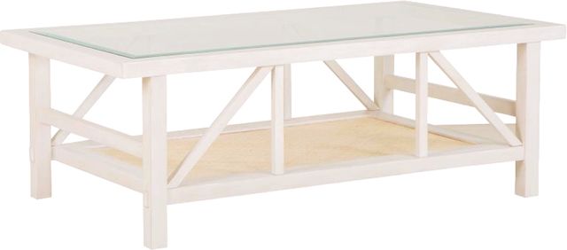 Magnussen Home® Ellison Antique White/Glass Rectangular Cocktail Table ...