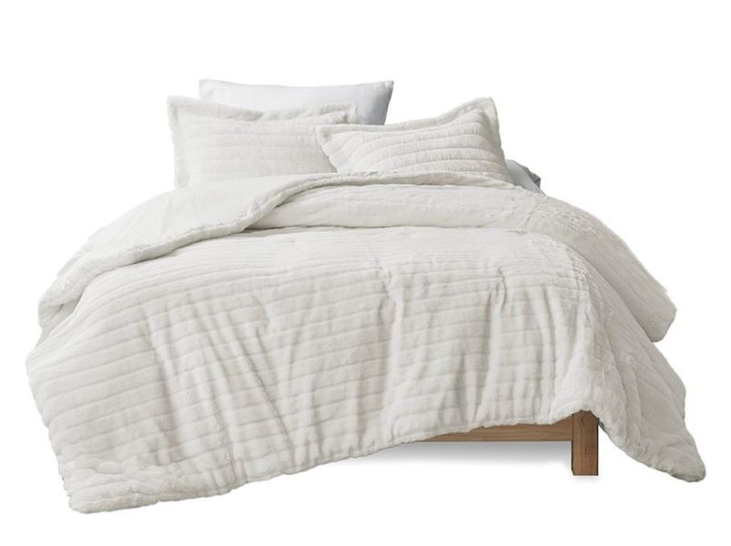 Olliix by Madison Park Amara Ivory King/California King Faux Fur ...
