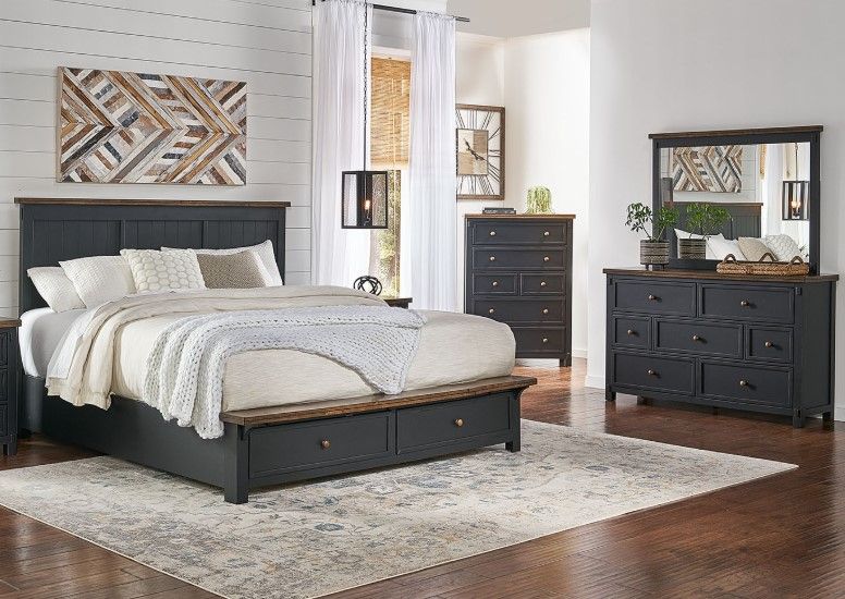 A-America® Stormy Ridge 3-Piece Chicory/Slate Black King Bedroom Set ...
