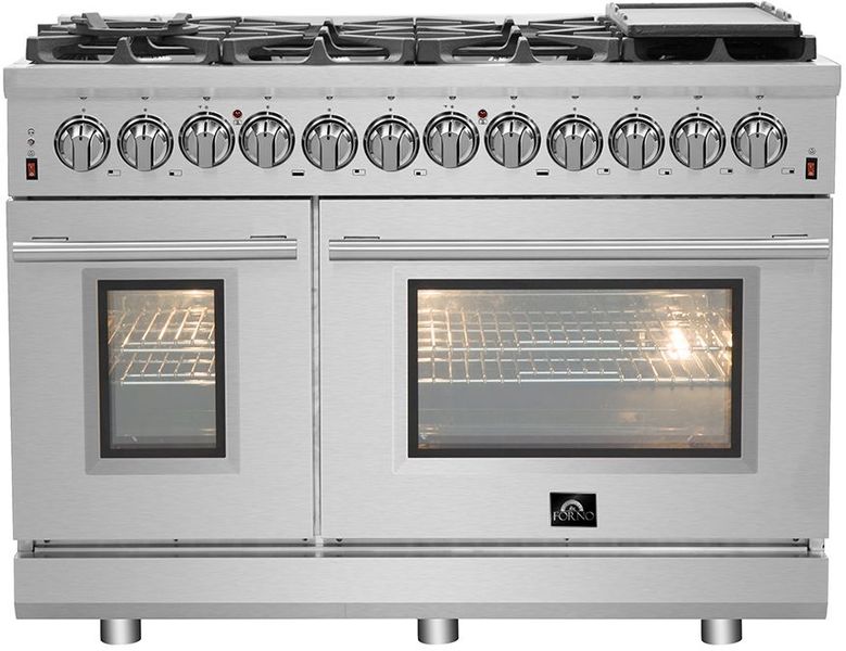 FORNO® Massimo 48" Stainless Steel Pro Style Dual Fuel Range | Spencer ...
