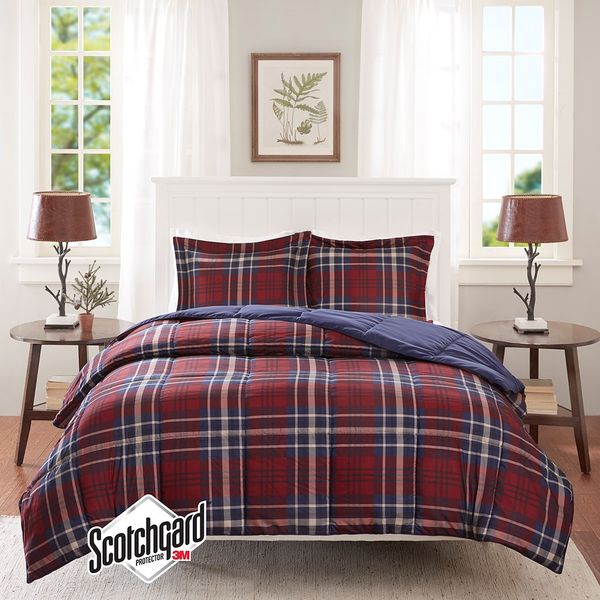 Olliix by Madison Park Essentials Bernard Red Full/Queen 3M Scotchgard ...