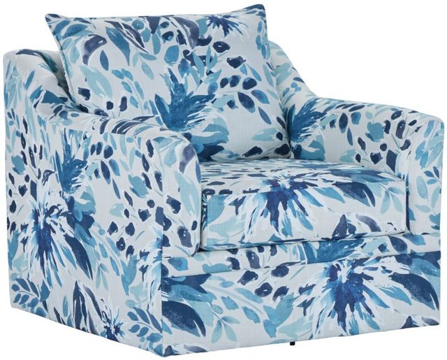 New Classic® Home Furnishings Sylvie Blue/White Swivel Chair | Fischer ...
