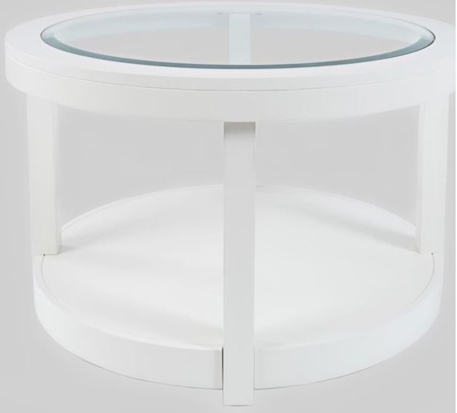 Jofran Inc. Urban Icon White Round Cocktail Table with Glass Top Insert ...