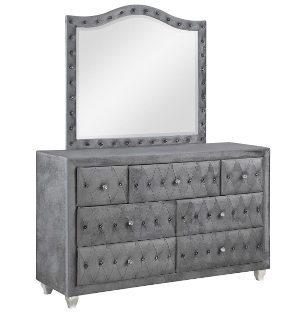 Gray upholstered dresser store