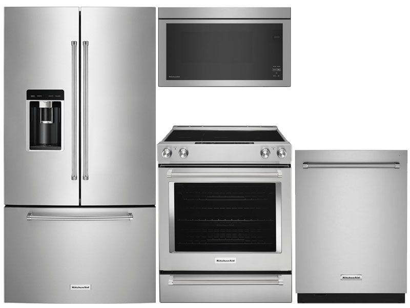 KitchenAid® 4 Piece Stainless Steel Kitchen Package | Appliance Direct ...