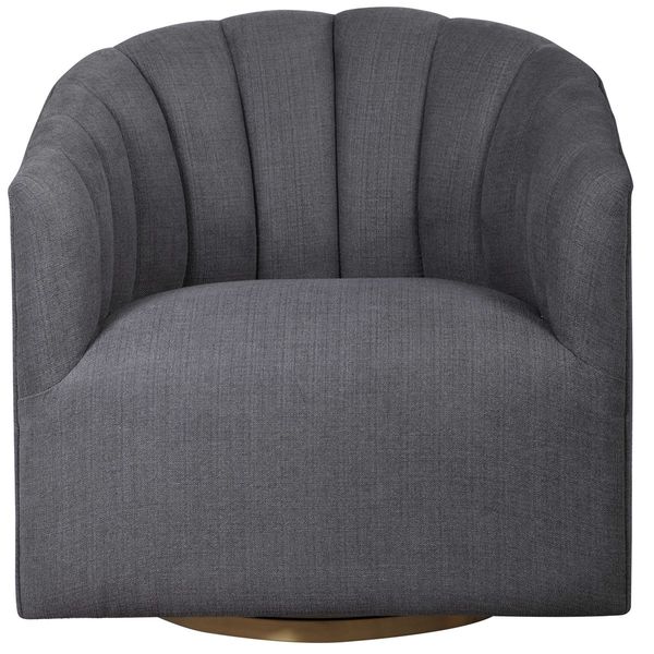 Uttermost® Cuthbert Light Charcoal Gray Swivel Chair | Fischer ...
