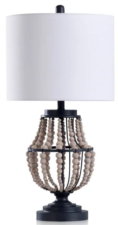 Stylecraft Beige/Black/White Natural Drape Table Lamp | Fischer ...