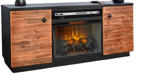 Sunny Designs™ Alpine Gray/Tobacco Leaf TV Console with Fireplace ...